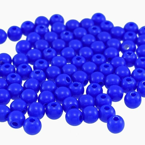 Бусины для рукоделия акриловые глянцевые, диаметр 10 мм, упак. 100 шт, цвет: ярко-синий