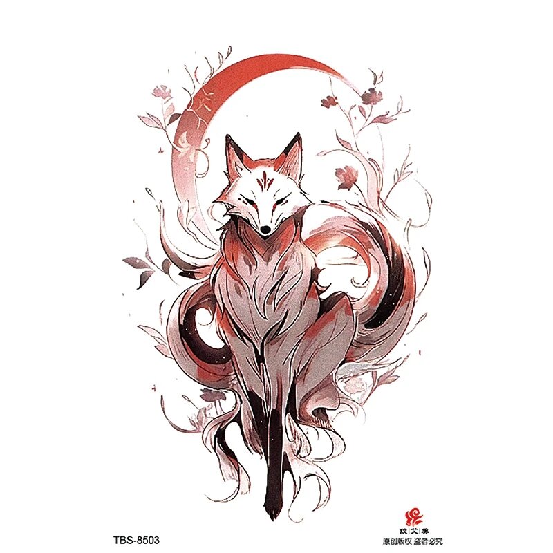 Красочные Король Лев Роза Поддельные Женские Татуировки Водонепроницаемые Временные Наклейки Флэш Животное Лиса Череп Рука Искусство Красота Тотем Сексуальная Краска 06-QTBS-8503