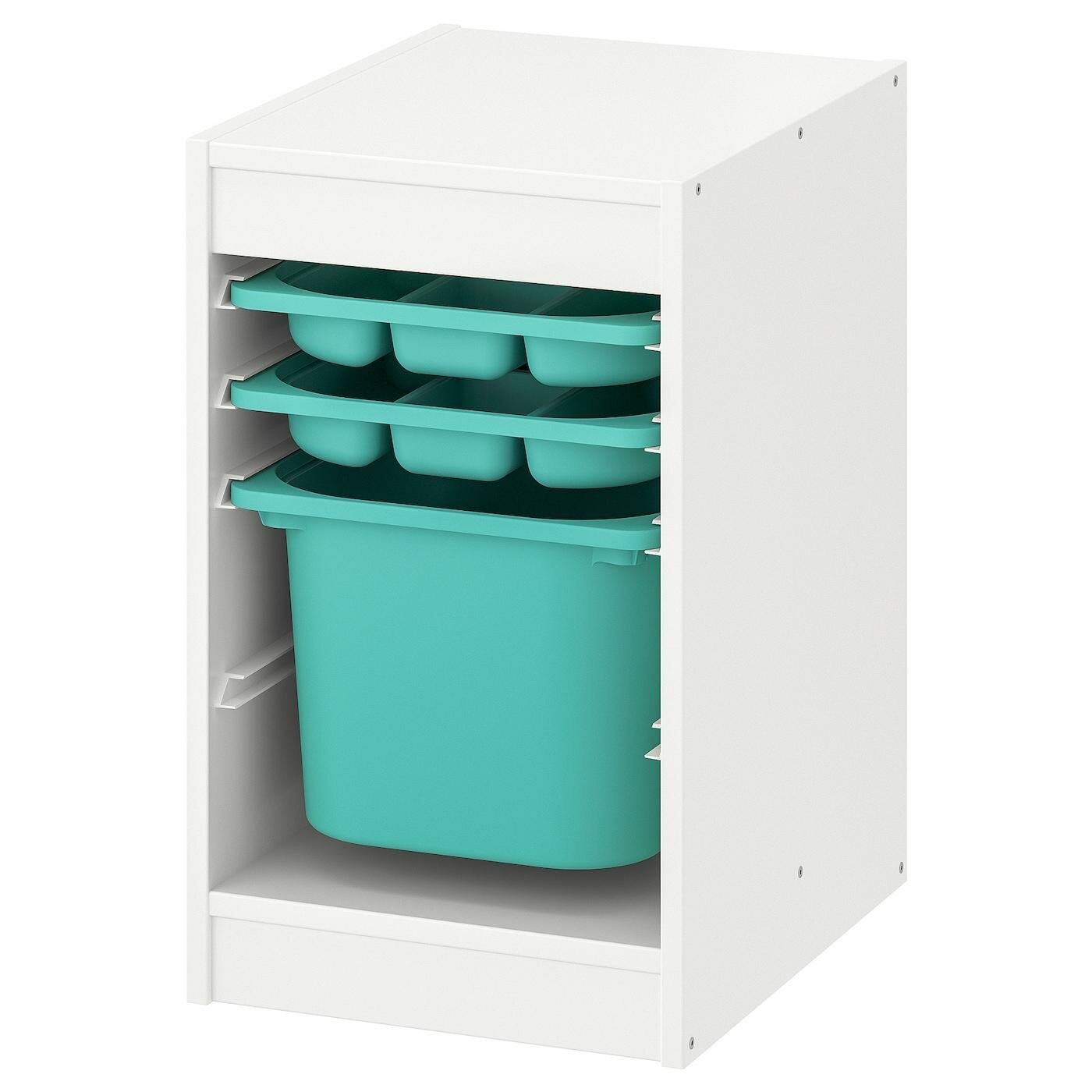 TROFAST IKEA 094.803.78 Cтеллаж с ящиками 34x44x56 см белый/бирюзовый