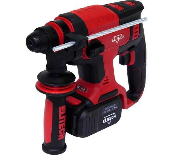 Перфоратор аккум. "Elitech" SDS+,18В,1х4.0Ач, Li-ion,3реж,1.7Дж,0-4500у\м,2.8кг, чем, подсветка