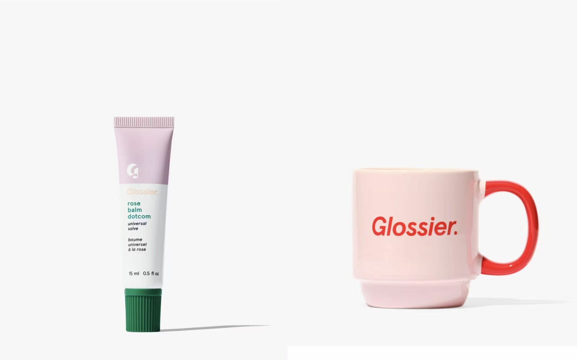 Glossier Набор блеск- бальзам для губ + кружка Sip + Smile Duo - Rose balm