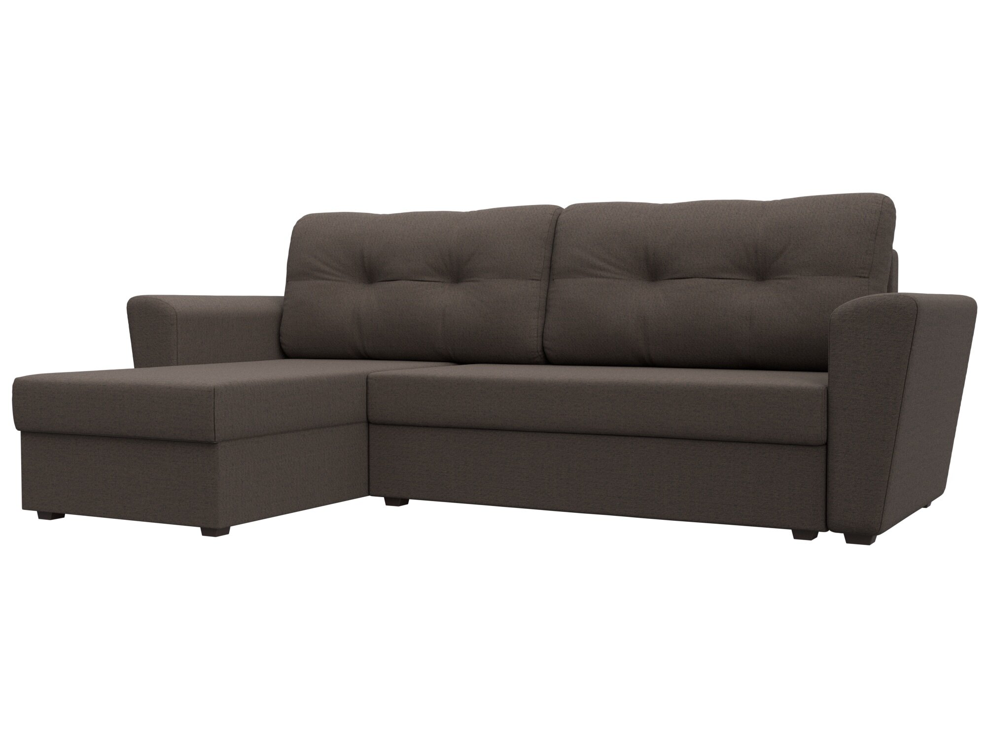 Диван угловой Амстердам Лайт L, 3-местный, размер: 235х140см, спальное место: 127х197см, рогожка, Амур коричневый