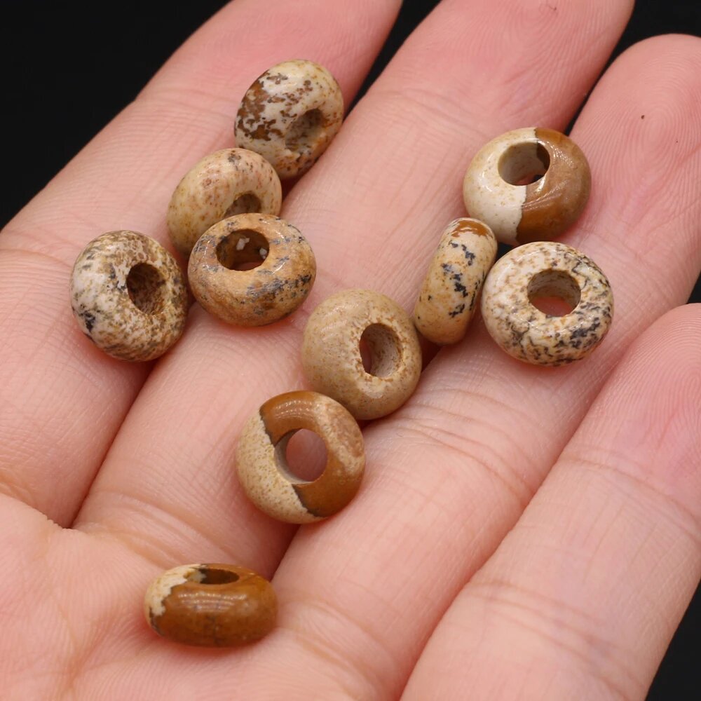 Бирюзовые бусины из агата 10 шт. Picture Stone