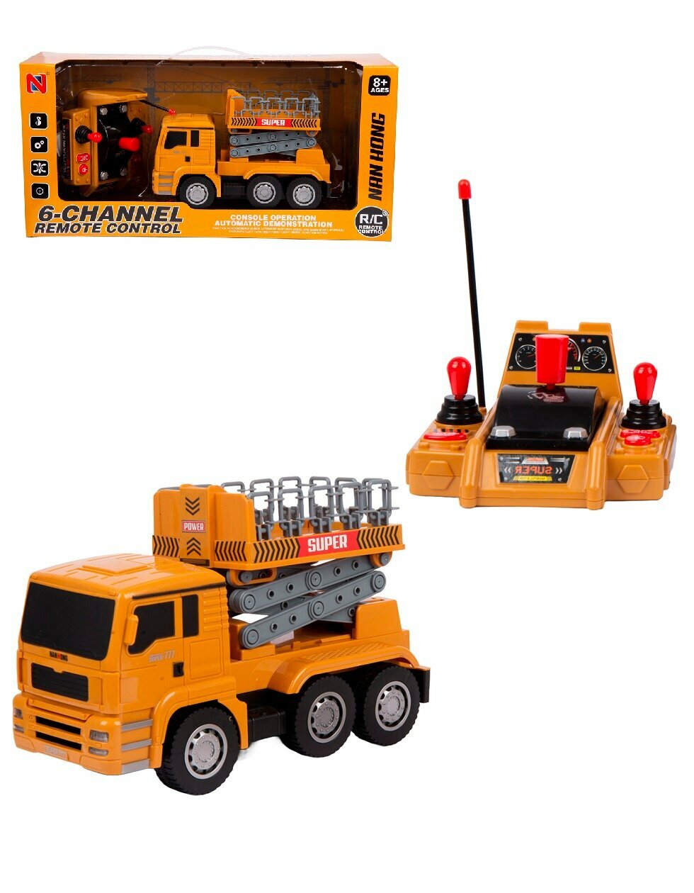 Автовышка TONG DE 99-42C, на радиоуправлении, желтая, длина 28 см