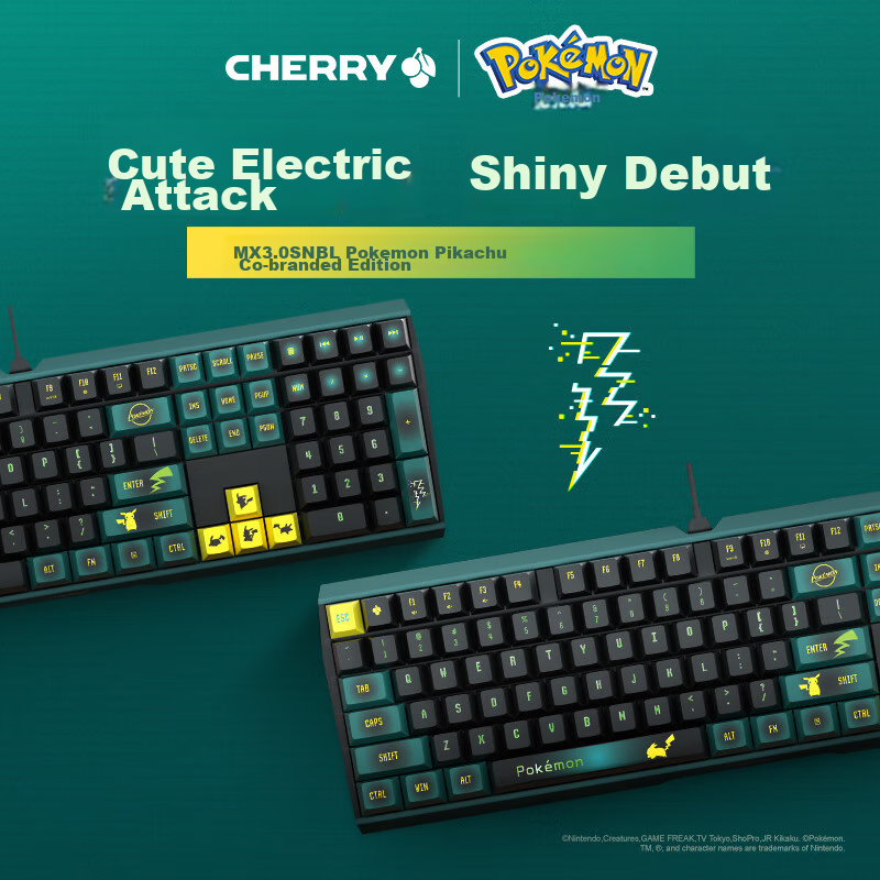 Механическая клавиатура CHERRY MX3.0S, Pokemon Collaboration Edition, черная, красный переключатель