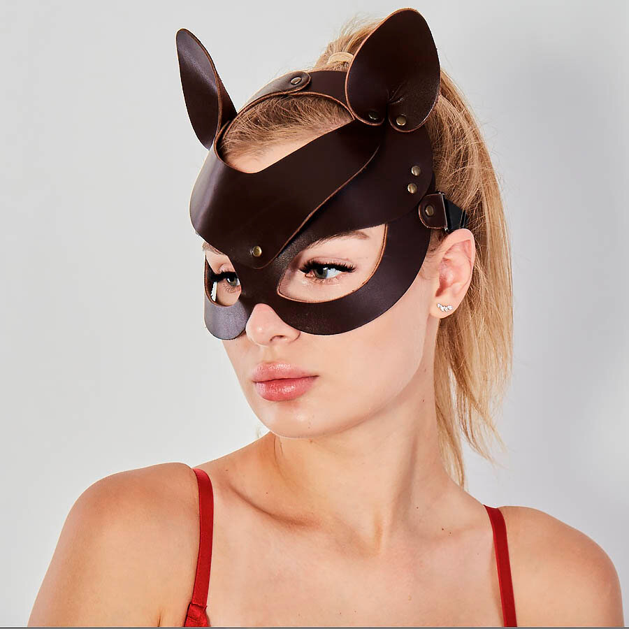 Маска Кошечка, коричневая