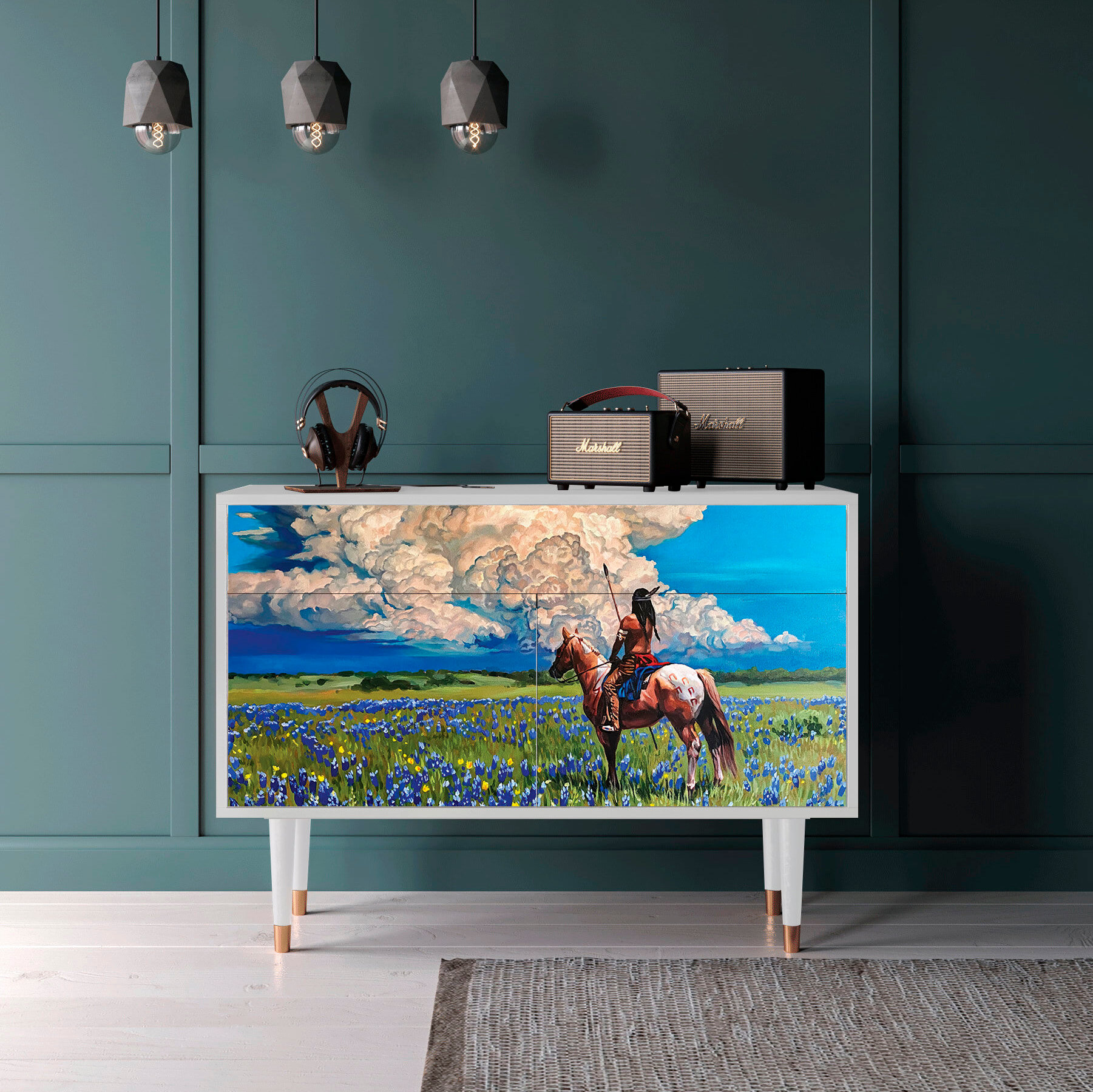 Комод - STORYZ - BS4 Thunderheads by Sarah Dean, Размер - 115 x 85 x 48 см, Цвет корпуса - Белый
