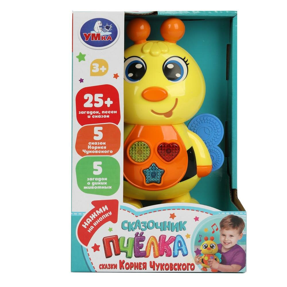 Игрушка Сказочник пчелка, 25+ загадок, песен и сказок, музыка Шаинского, УМка HT1162-R-WOD