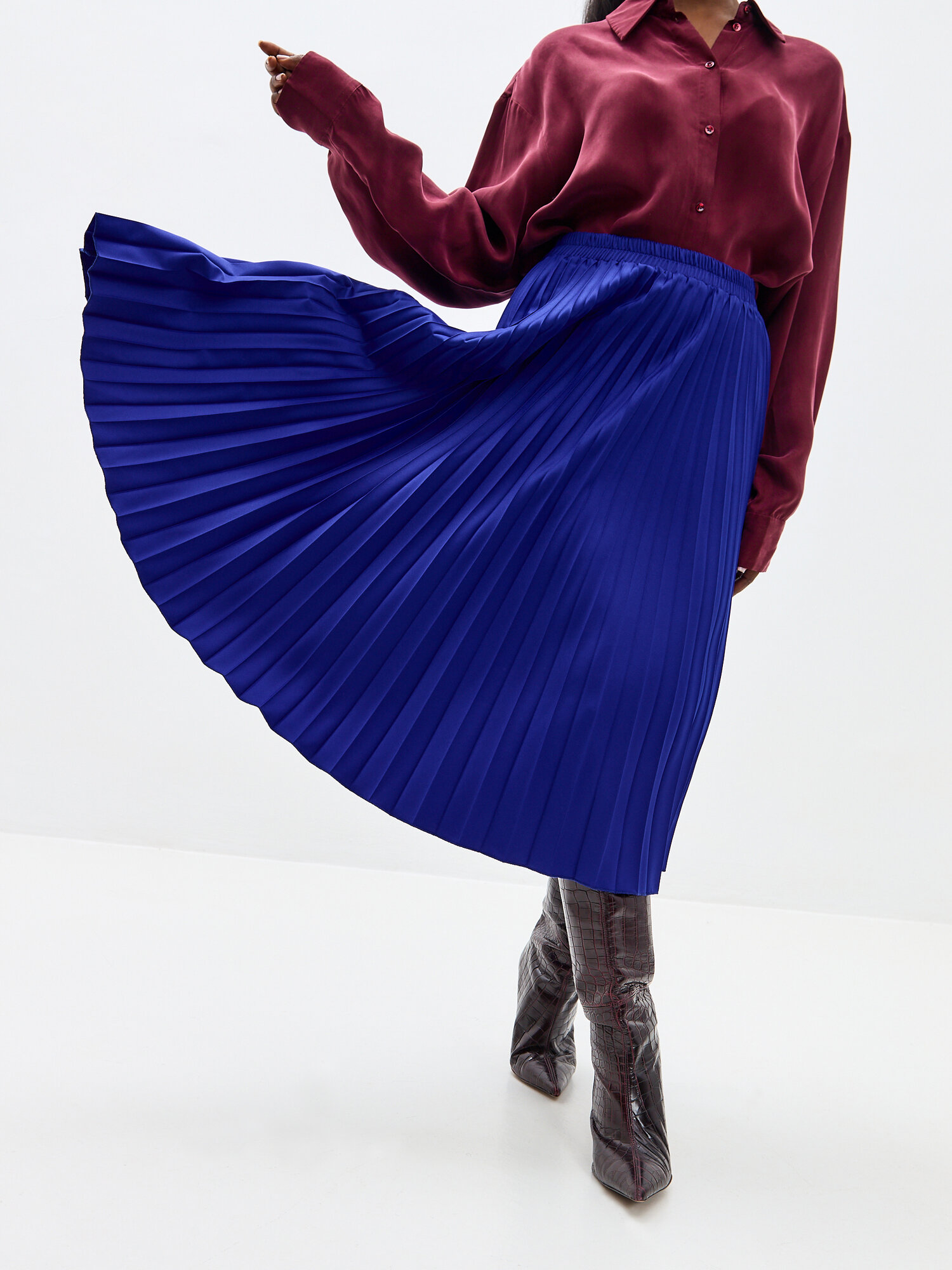 Юбка плиссе миди электрик