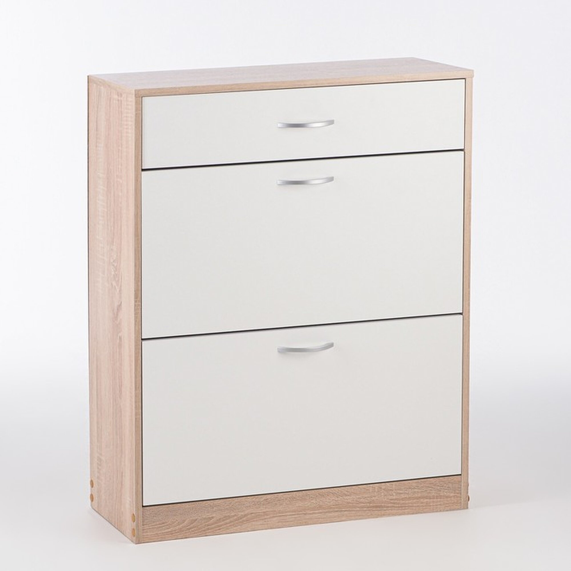 Обувница Клик Мебель, ЛДСП, с ящиком, белая/дуб сонома, 78х28х96 см