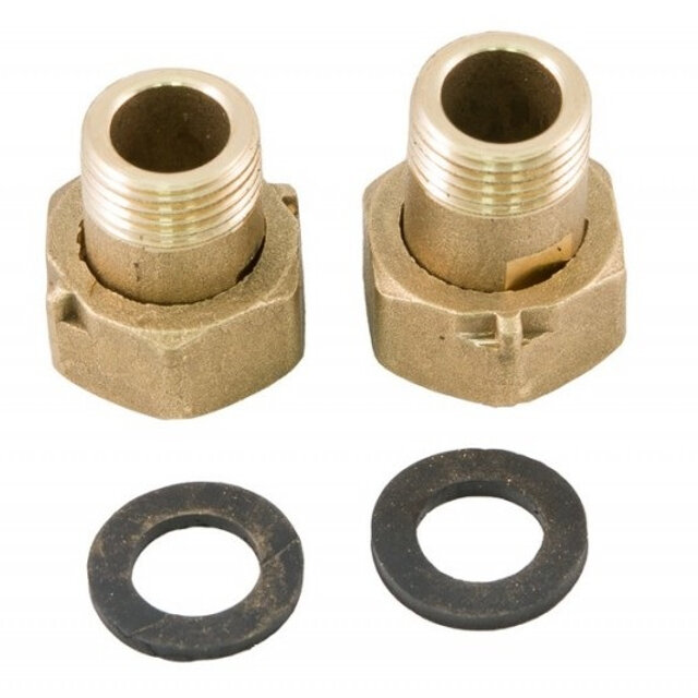 Сгон для счетчика DN15 3/4 ВР х 1/2 НР с обратным клапаном, резьбовое соединение, комплект 2 шт