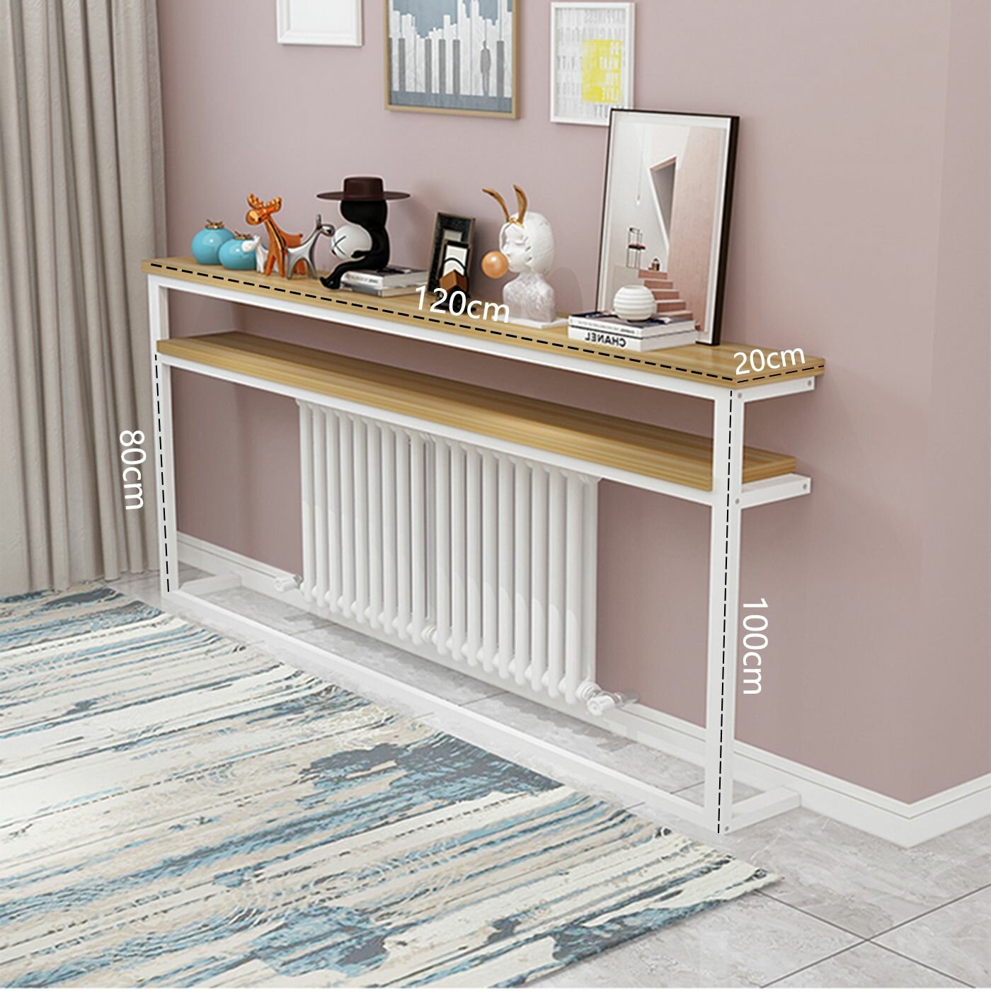 Консоль столик лофт дерево, С полками, Высота 100cm