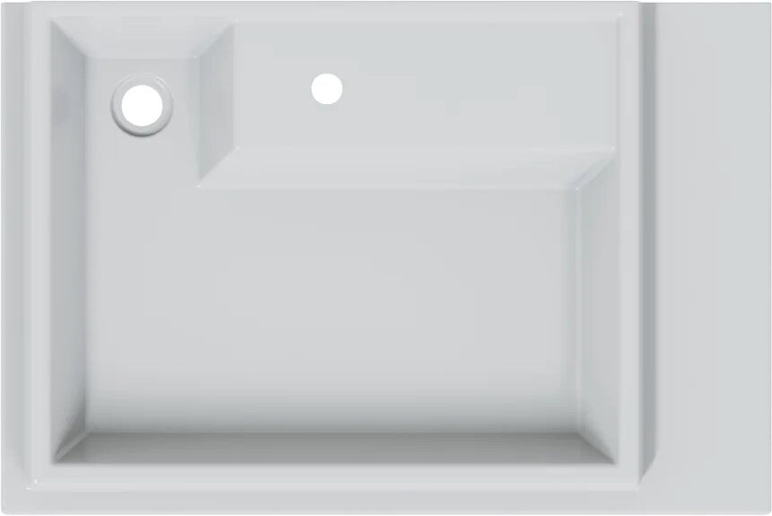 Раковина над стиральной машиной СаНта Юпитер 75 L с правым крылом, белая, глянцевая, раковина для ванной из искусственного камня, прямоугольная