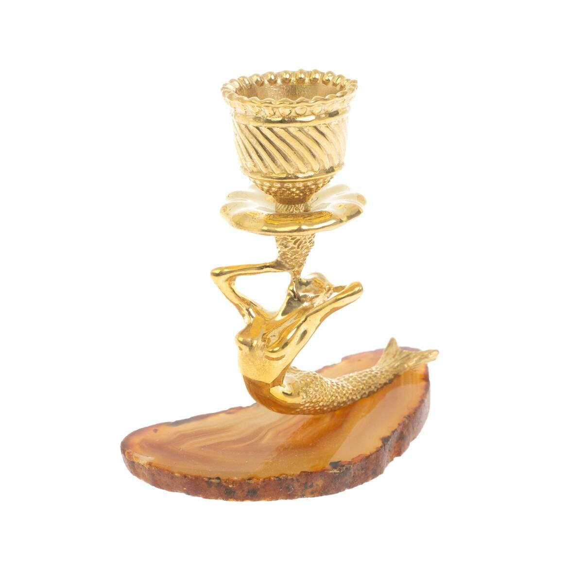 Подсвечник "Русалка" бронза агат светло-коричневый 127132