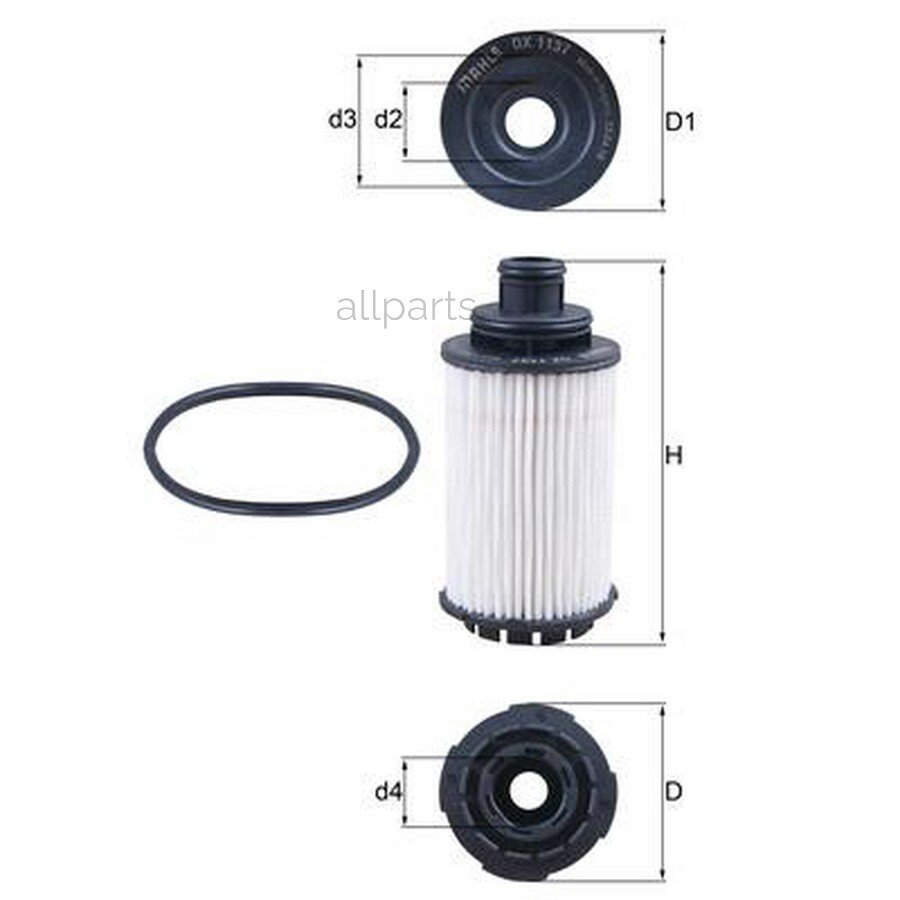 MAHLE OX1137D Фильтр масляный OPEL: ANTARA 2.0CDTi 16-, CASCADA (W13) 2.0CDTi 15-, INSIGNIA 2.0CDTi/4x4 14-, ZAFIRA TOURER C (P12) 2.0CDTi 15- (mtrs. B20DTH/D20DTH/D20DTR)