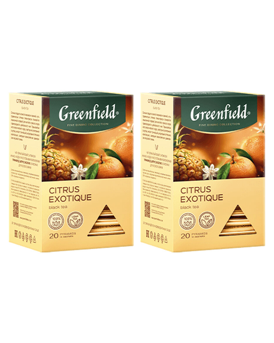 Чай в пирамидках черный Greenfield Citrus Exotique, 20 пирамид x 2шт. Ананас, Юдзу