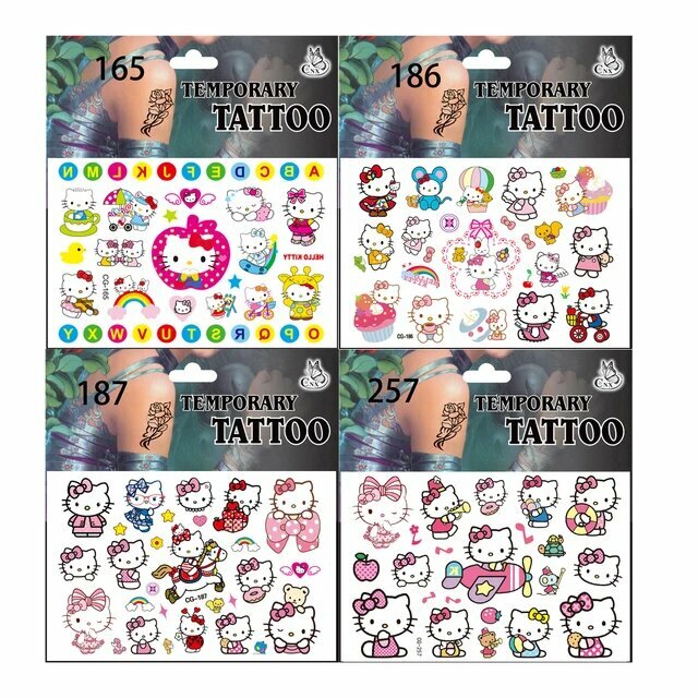 Товары для дня рождения в стиле Hello Kitty: украшения, подарочные штампы, браслеты «Пат-а-бу», временные наклейки, наполнитель для детских подарочных пакетов.