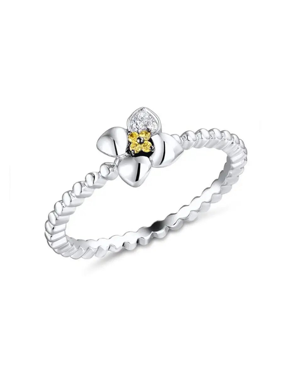 Кольцо тонкое, серебро, 925 проба, фианит