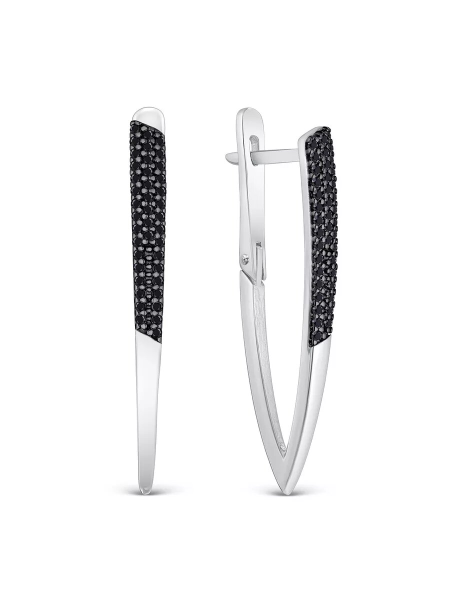 Серьги, серебро, 925 проба, родирование, шпинель