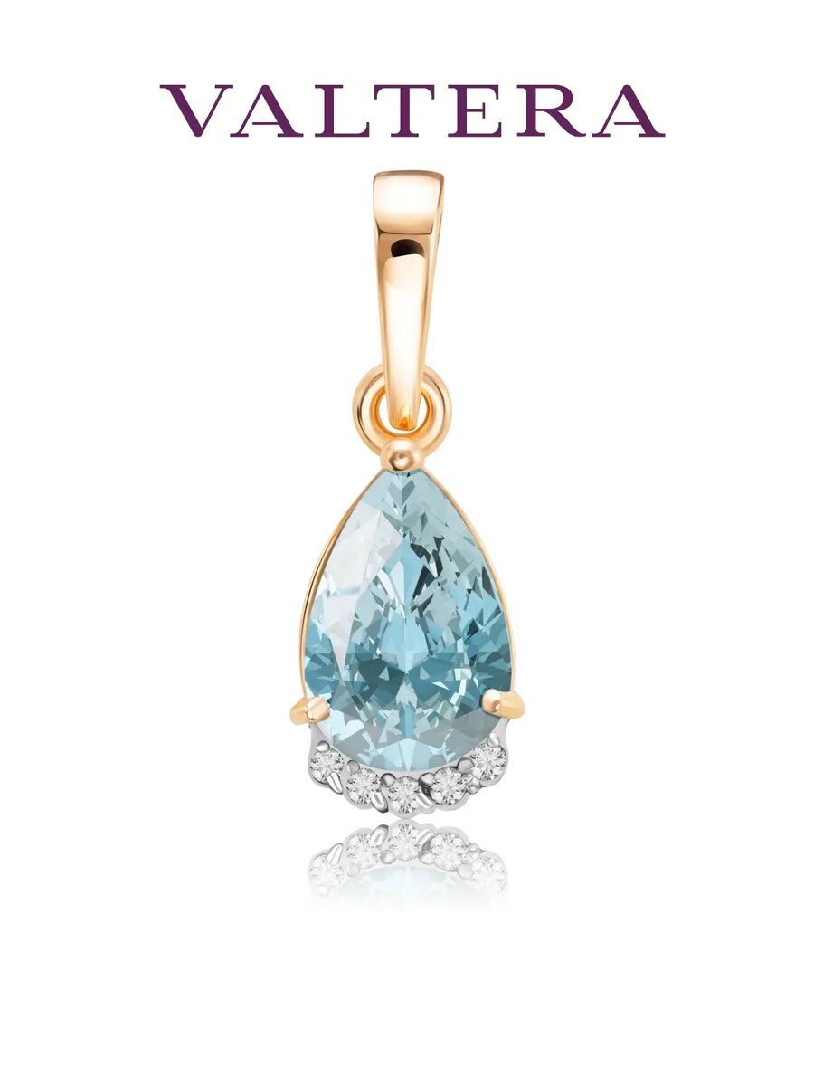 Подвеска, серебро, 925 проба, золочение, фианит