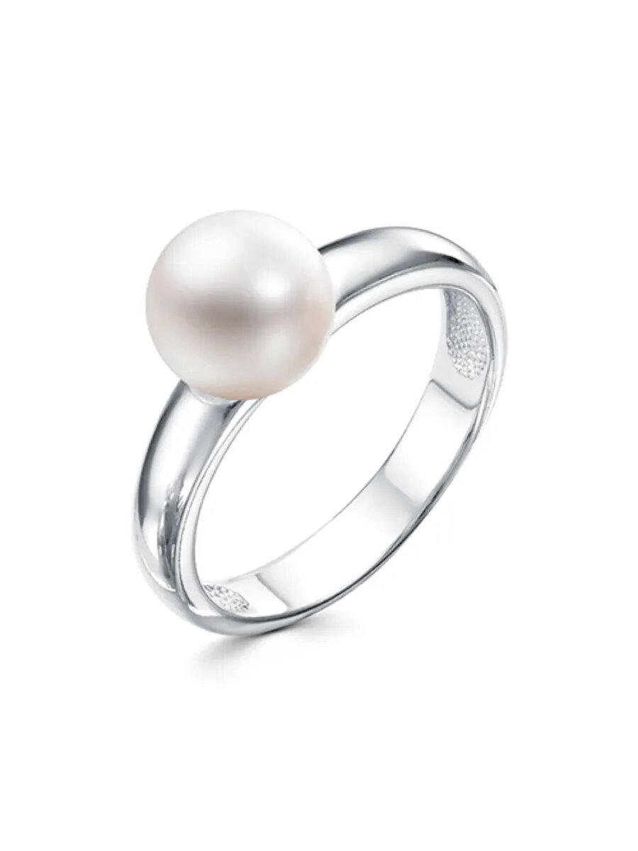 Кольцо тонкое, серебро, 925 проба, родирование, жемчуг культивированный