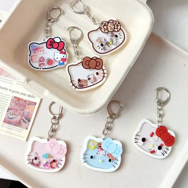 Брелок Miniso Sanrio Hello Kitty, милая мультяшная кулон-кукла, декоративное кольцо для ключей, аксессуар, подарок для девочек и детей.