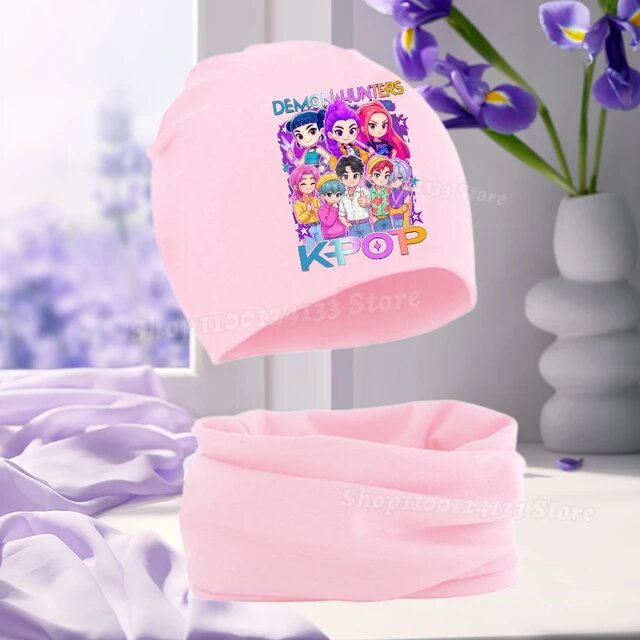 Детские шапки и шарфы Devil Hunter, милые детские осенне-зимние теплые и удобные вязаные шапки и воротники в стиле Харадзюку, комплект из 2 предметов, Размер: Размер 19x20 40x20см