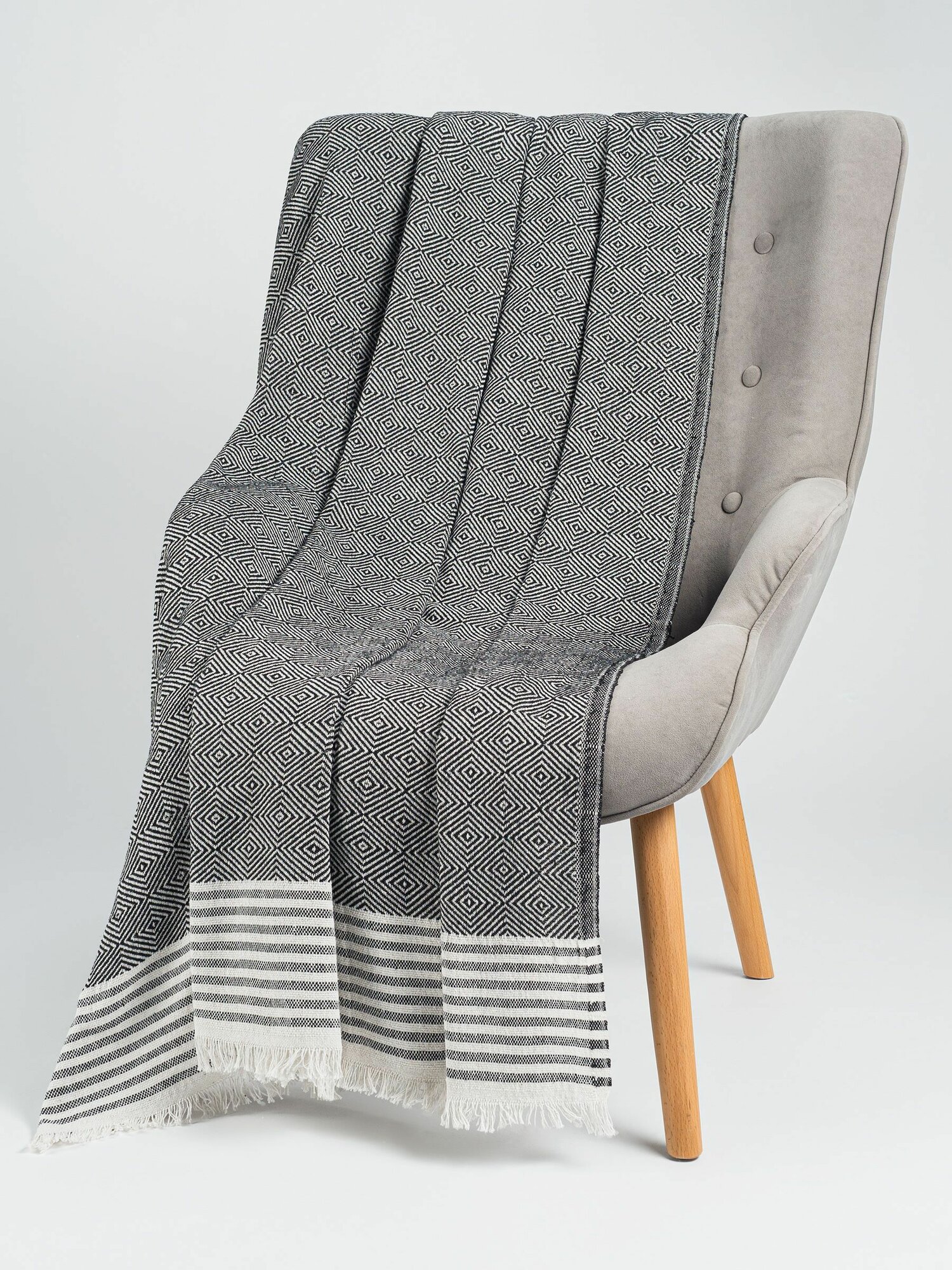 Плед OLIVIA цвет черный 170*210 , хлопок, Турция