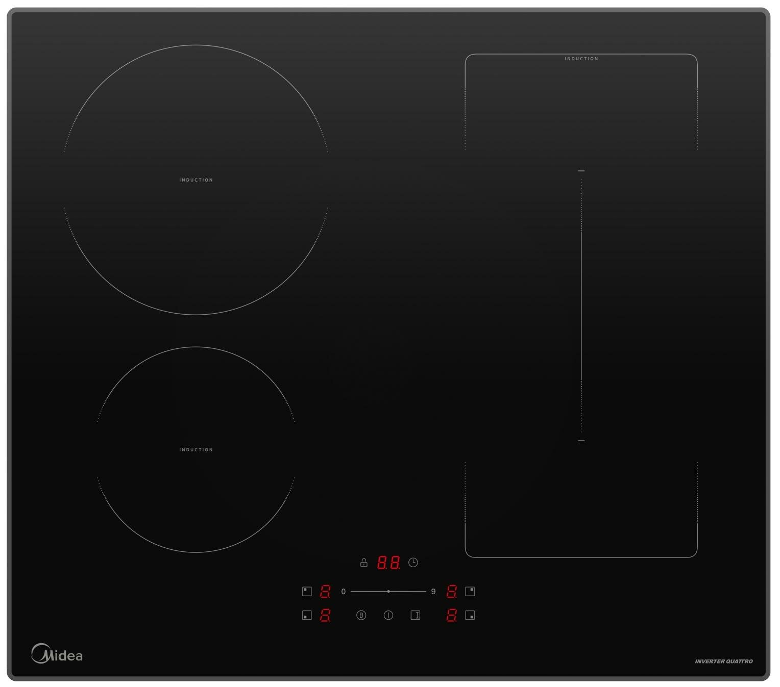 Электрическая варочная панель Midea MIH65781SB 59 см, 4 конфорки стеклокерамика, черный