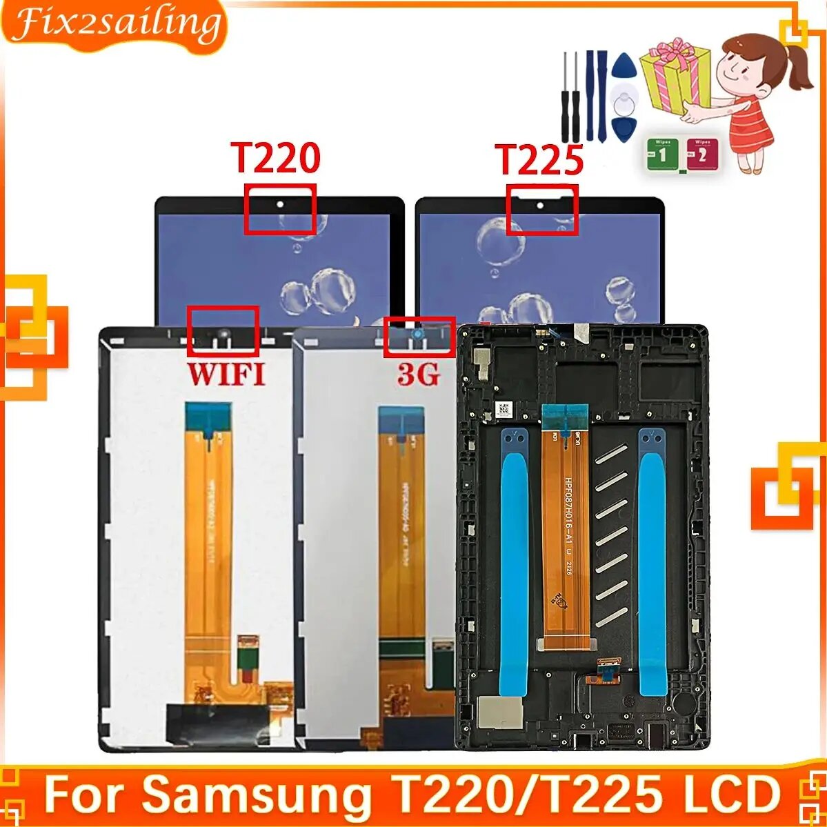 8,7-дюймовый ЖК-дисплей для Samsung Tab A7 Lite 2021 T225 White No Frame