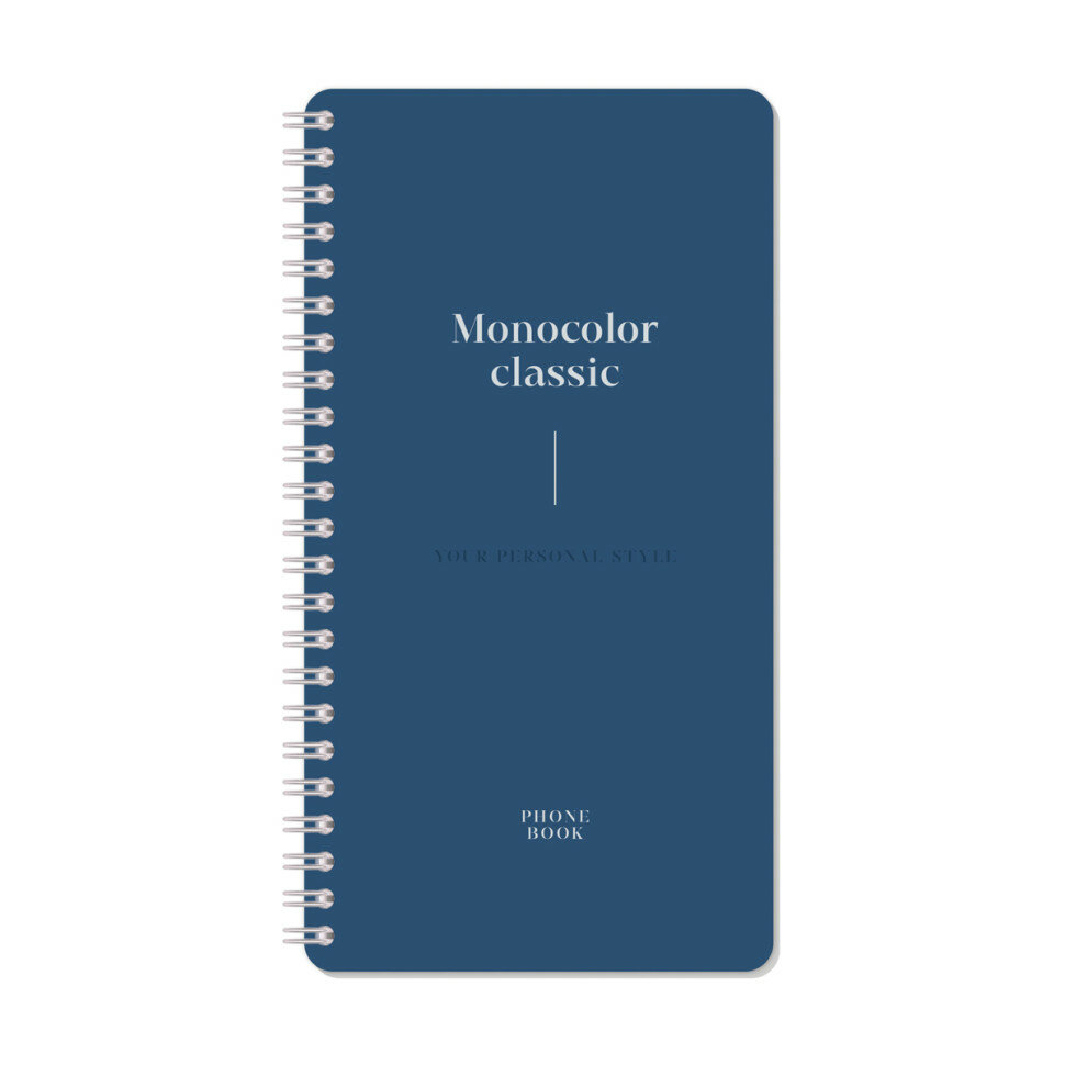 Телефонная книга А5, 80л, на гребне OfficeSpace "Моноколор. Dark azure", с высечкой, 346947