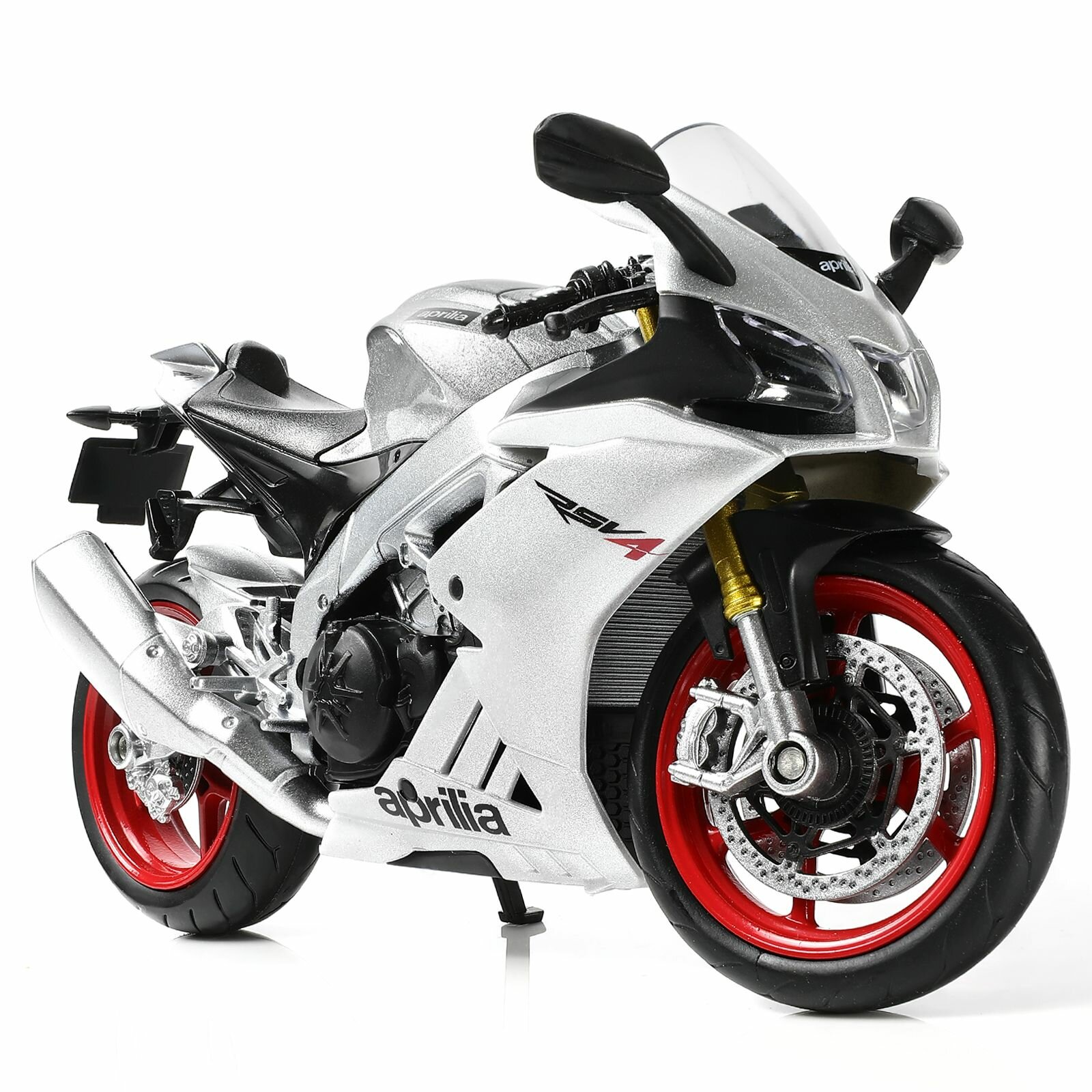 1:12 Модель мотоцикла для Aprilia RSV4 RR1000, металлическая отливка с пластиковыми элементами, не требует сборки, миниатюрная готовая модель мотоцикла, подарок для взрослых (серебристая)