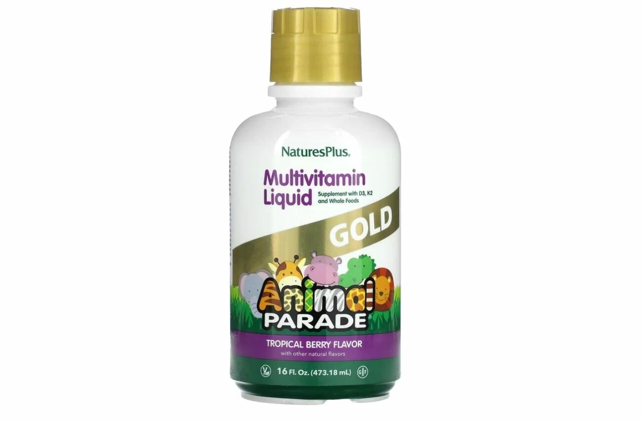 Natures Plus, Children's Animal Parade Gold, жидкий мультивитаминный продукт, тропические ягоды, 473,18 мл