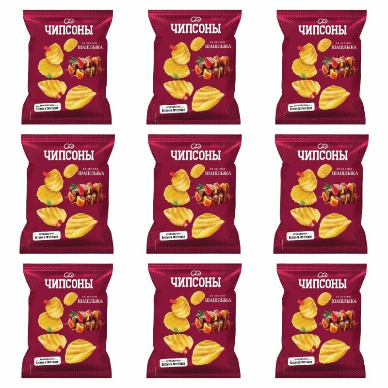 Чипсоны чипсы картофельные, шашлык, 40 г, 9 упаковок
