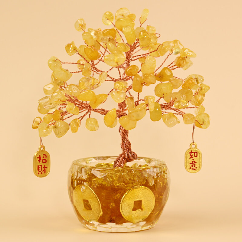 Натуральный кристалл, денежное дерево, кристаллическое украшение, привлекающее богатство, кристаллическое дерево, настольное украшение