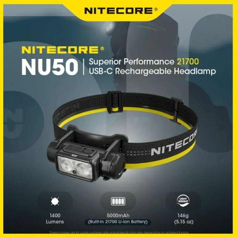 Налобный фонарь NITECORE NU50 1400 Lm, 130 метров, 180 часов