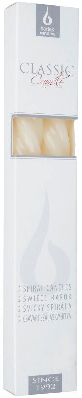 BARTEK Свеча стержень винтовая 2.1 х 22 см, 90 г, 2 шт, слоновая кость Barok