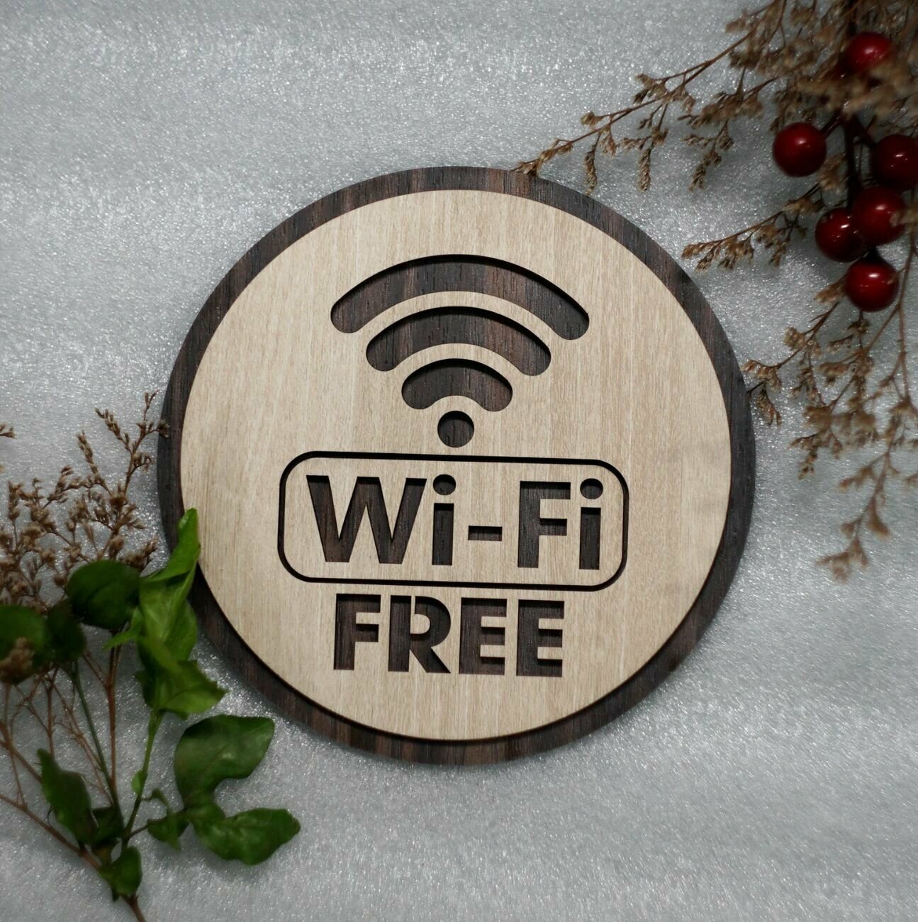 Табличка, символ указатель Вай Фай / Wi Fi с логином и паролем для офиса, заведения