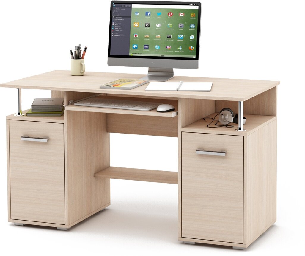 Стол компьютерный Амбер (Реал) 5К, с полкой для клавиатуры, 130х75х60см, ЛДСП