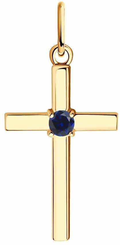 Подвеска, красное золото, 585 проба, корунд синтетический