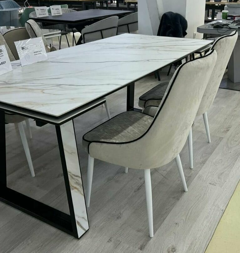 Стол керамогранит "Сильвер" 1800мм белый матовый К1