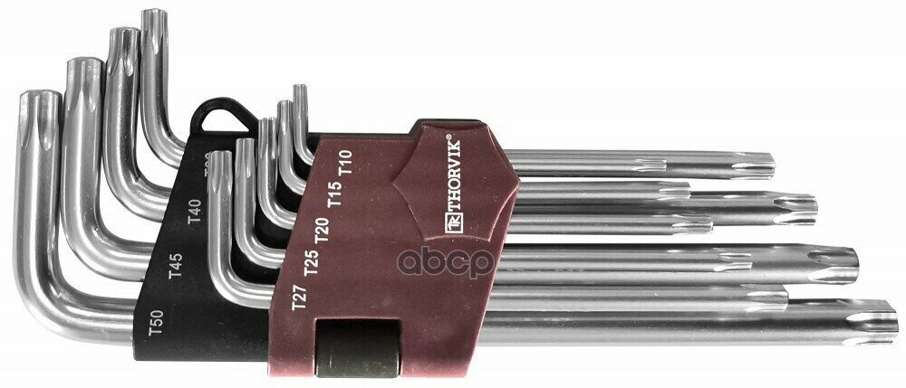 Ключи торцевые Г-образные T-TORX 9 предметов Т10-T50 с центрированным штифтом Thorvik TTK9S THORVIK арт. TTK9S