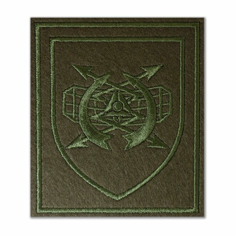 Шеврон в/ч 51858, полевой. С липучкой. Размер 85x100 мм по вышивке.