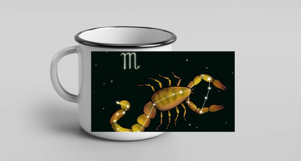 Кружка металлическая эмалированная со знаком зодиака Скорпион №6