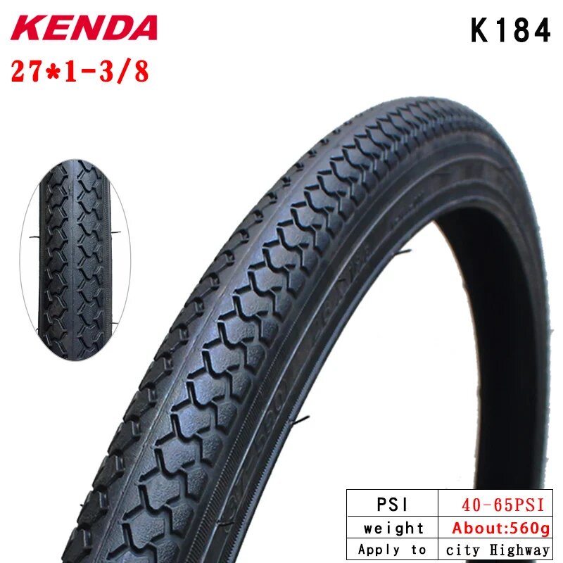 Kenda Steel Wire city велошина K184 черная 20*1-3/8 22*1-3/8 24*1,5 K184 27X1 3 8