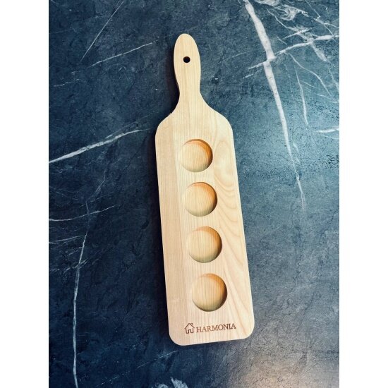 Доска для подачи Harmonia с ручкой, 4 шота, 35х9х1,8см, d39мм, береза