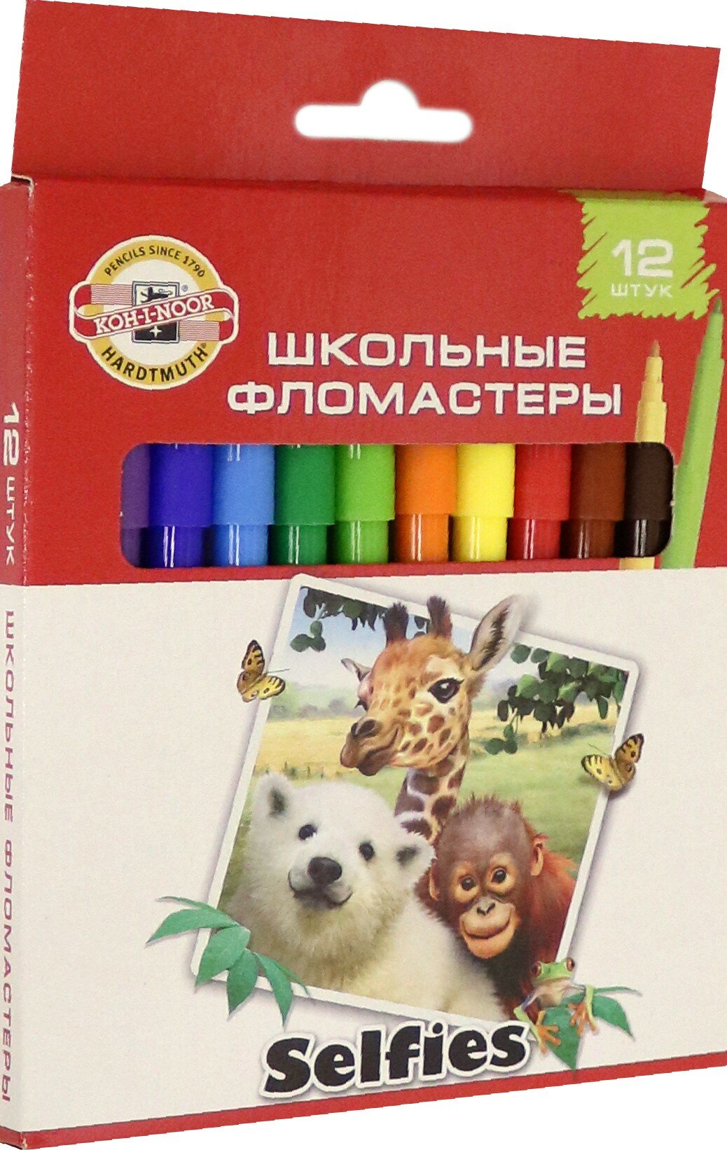 Фломастеры школьные, смываемые "SELFIES", 12 цветов (1002)