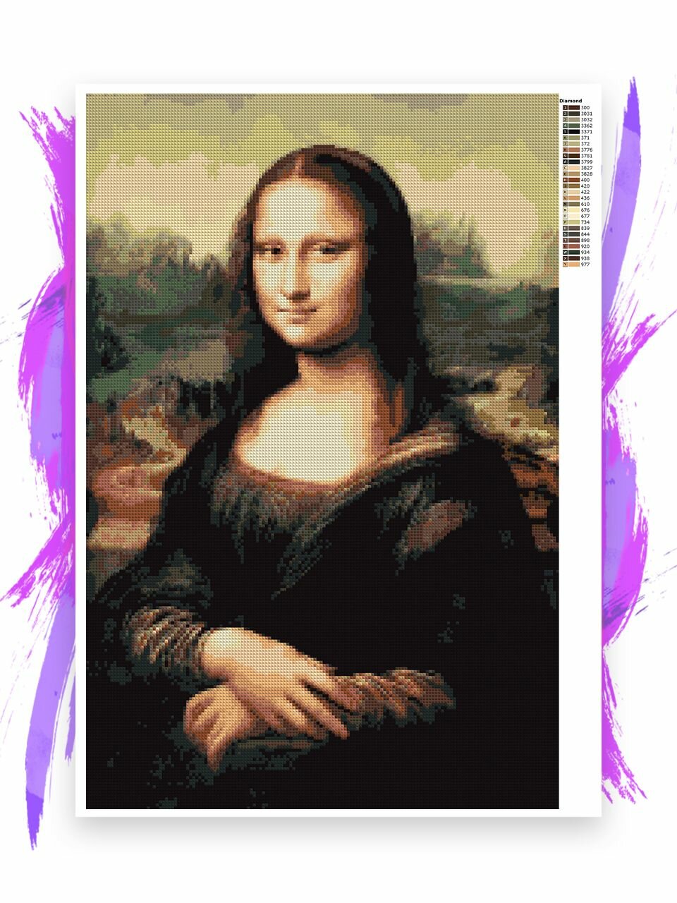Алмазная мозаика без подрамника Красиво Красим Мона Лиза 40 х 60 см