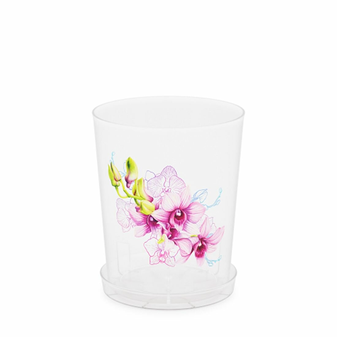 Горшок цветочный для орхидеи 1,2л с подставкой (прозрачный) декор Альтернатива М1603