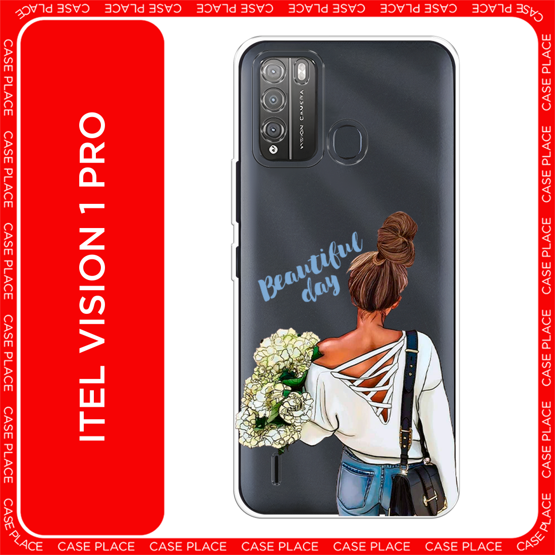 Чехол на Itel Vision 1 Pro / Ител Визион 1 Про с принтом Beautiful day vector, прозрачный